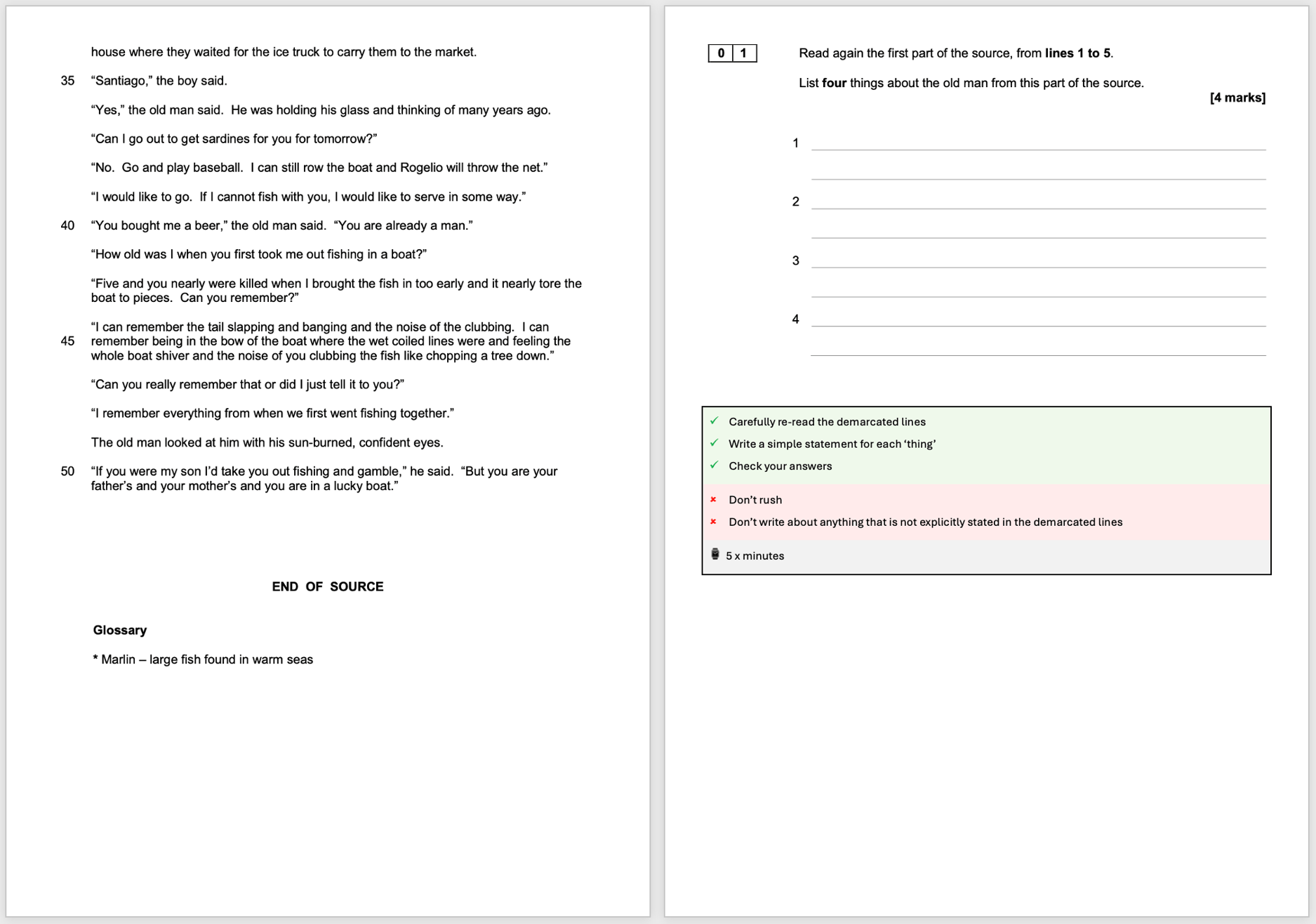 GCSE English Language Paper 1 Tasks and Guidance | KS4 Teaching Resource